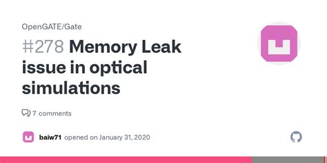 Memory Leak Issue In Optical Simulations · Issue 278 · Opengategate · Github