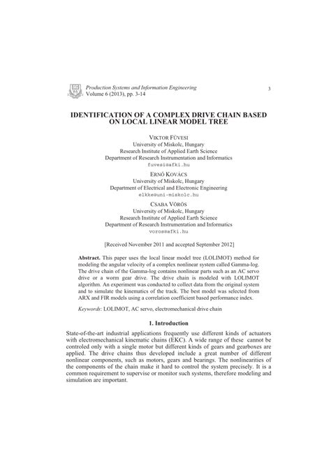pdf identification of a complex drive chain based on local linear