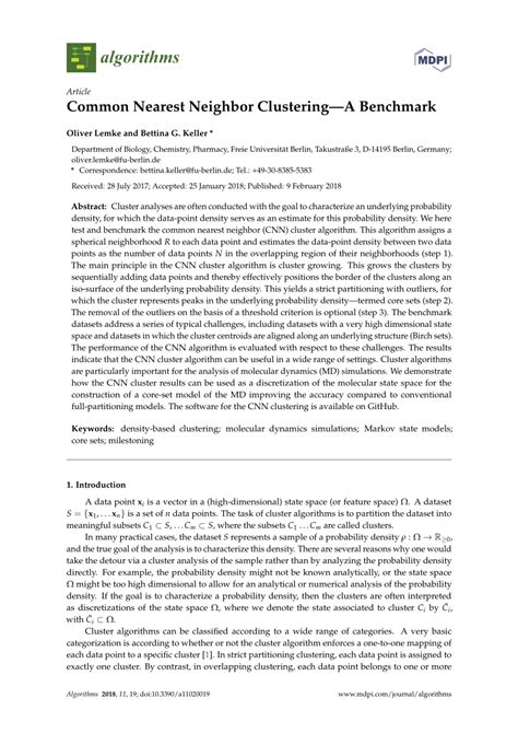 PDF Common Nearest Neighbor ClusteringA Benchmark