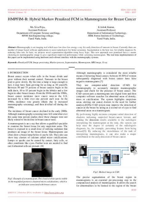 Pdf Hmpfim B Hybrid Markov Penalized Fcm In Mammograms For Breast Cancer