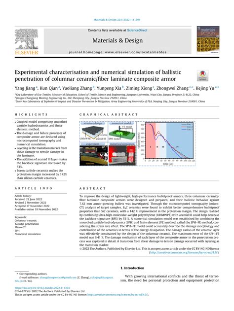 Pdf Experimental Characterisation And Numerical Simulation Of