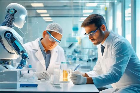 Premium Ai Image Artificial Intelligence Joins Human Scientists For Groundbreaking Research In Lab