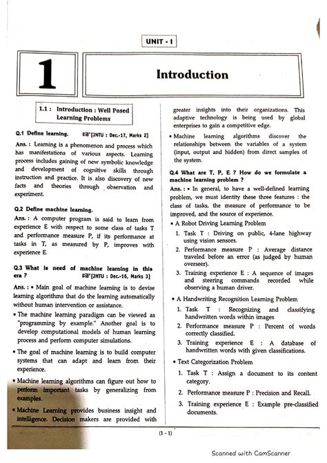 ML Unit 1 UNIT 1 Notes Machine Learning Studocu