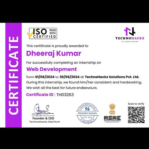 Dheeraj Kumar On Linkedin Internship Webdevelopment