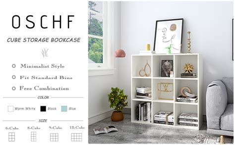 Oschf 9 Cube Storage Shelf Bookcase Wooden 3 Tier Floor Standing Open Bookshelf