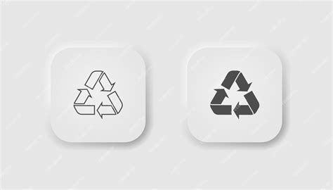 Neumorphism 스타일의 재사용 버튼 비즈니스 Ui Ux에 대한 아이콘 생태 기호 에코 쓰레기 행성 관리 생태 재활용