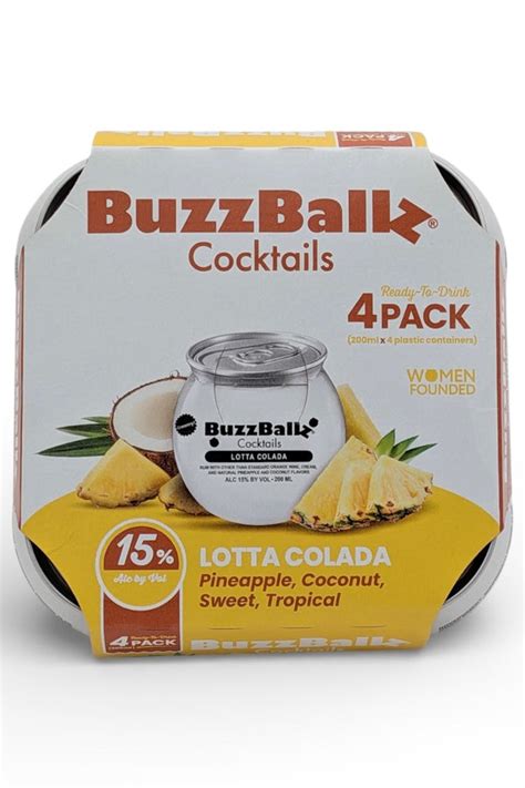 Buy Buzzballz Cocktails Lotta Colada Rtd Ready To Drink 4 X 200 Ml Online
