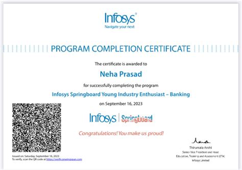 Neha Prasad On Linkedin Springboard Infosys Infosysspringboard Certificate