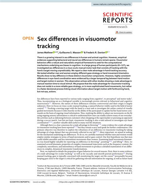 Pdf Sex Differences In Visuomotor Tracking