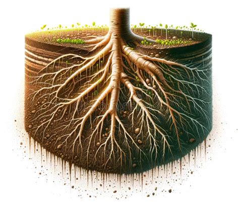 Cross Section Of A Tree S Root System In A Soil Profile Showcasing Nature S Underground Network