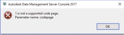 Error 1 Is Not A Supported Code Page Parameter Name Codepage When