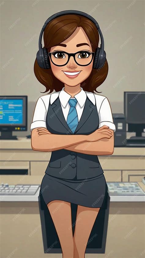 Friendly Receptionist Cartoon Character Premium Ai Generated Image