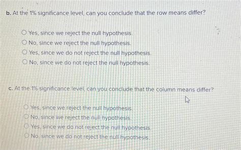 Solved A Two Way Anova Experiment With No Interaction Is