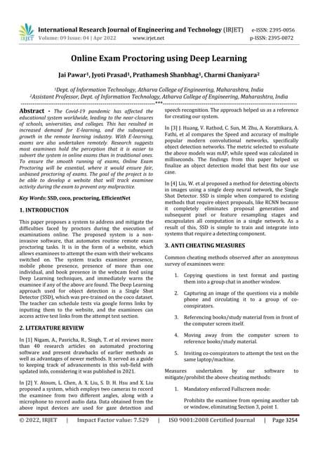 online exam proctoring using deep learning pdf