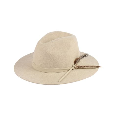 Wool Feather Fedora Hat Tan Harper Hudson