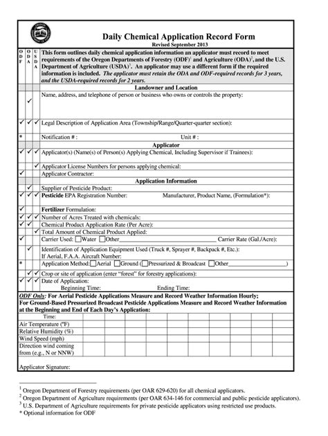 Printable Spray Record Sheet