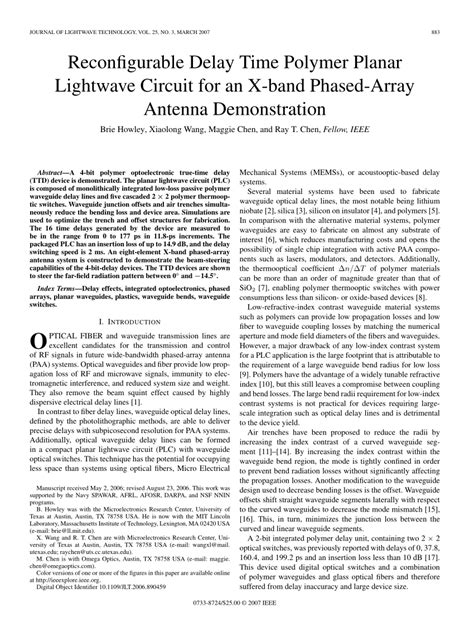 Pdf Reconfigurable Delay Time Polymer Planar Lightwave Circuit For An X Band Phased Array