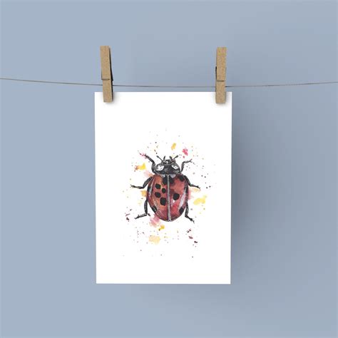 Watercolour And Ink Ladybird Art Print Dotsallowed