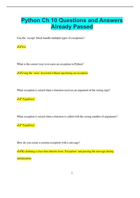 Python Ch 10 Questions And Answers Already Passed Python Ch 10