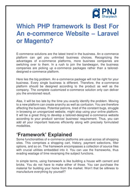 Ppt Which Php Framework Is Best For An E Commerce Website Laravel