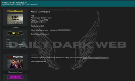 threat actor allegedly selling zero click rce exploit targeting ios and android devices daily