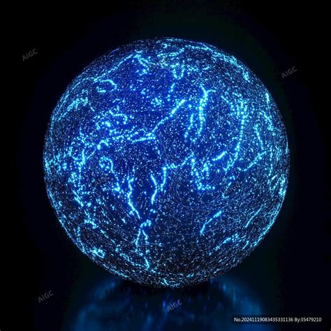 Ai创作图灯光艺术星球灯 渐变球形灯 科技灯球 蓝色晶格球体 科技感水晶球 渲染晶格球 3d质感球体 发光球形雕塑 3d质感球形 透光球体 戴森球 球形变色装饰灯 发光水晶球 发光的球体 发光