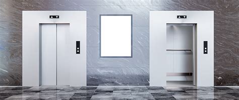 3d 일러스트레이션 모형 광고판과 두 개의 엘리베이터 광고에 유용합니다 파노라마 3d 렌더링 엘리베이터에 대한 스톡 사진 및 기타 이미지 Istock