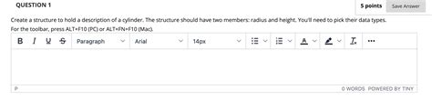 Solved QUESTION Points Save Answer Create A Structure To Chegg