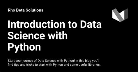 Introduction To Data Science With Python Rho Beta Solutions