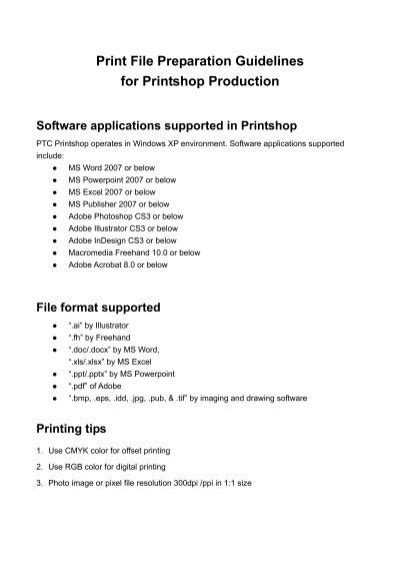 Print File Preparation Guidelines For Printshop Production Software