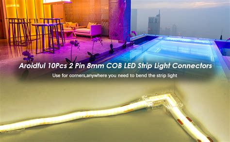 Aroidful 10pcs 2 Pin 8mm Cob Led Strip Light Connectors Gapless