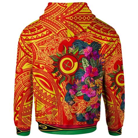 Polynesian Zip Hoodie Vanuatu Symbols With Hibiscus Ver02 Hoodie