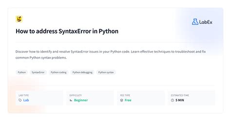 How To Address Syntaxerror In Python Labex