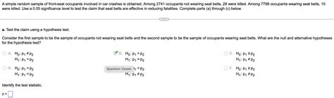 solved were killed use a 0 05 significance level to test