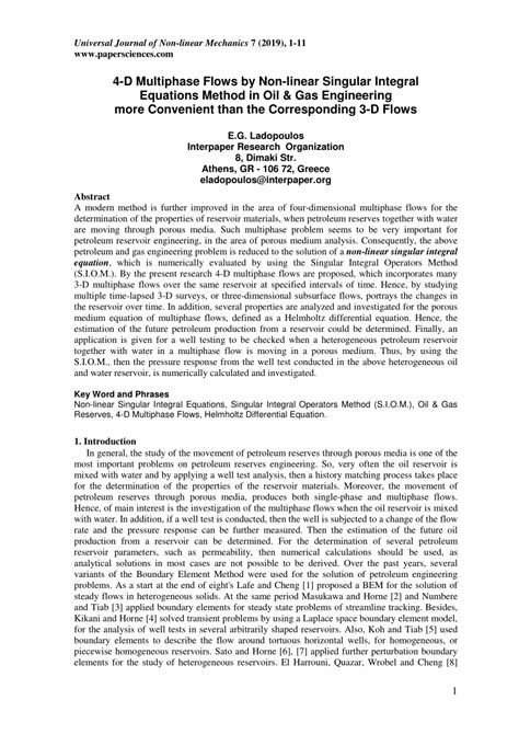 Pdf 4 D Multiphase Flows By Non Linear Singular Integral Equations