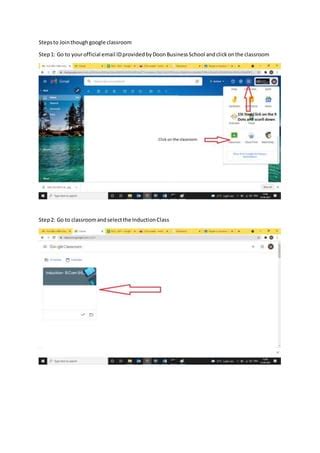 Steps To Join Though Google Classroom DOCX Education Industry Industries