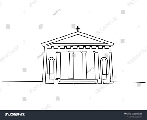 Catholic Church Building Continuous One Line Stock Vector Royalty Free