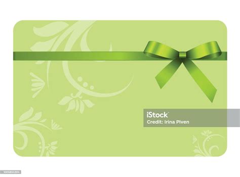 초대장 인사말 또는 선물 카드와 함께 녹색 리본 및 A에 활 장식 요소 배경 선물 상품권 템플릿 텍스트에 대 한 장소입니다