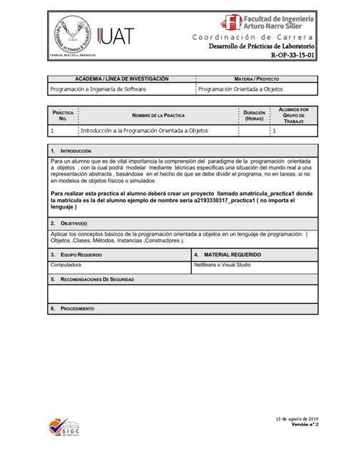 Practica 1 Poo 2019 Descargar Gratis Pdf Objeto Informática