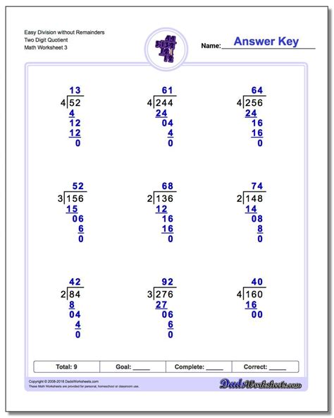 Long Division Questions With Answers