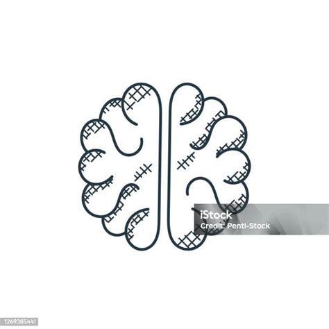 흰색 배경에 격리 된 뇌 벡터 아이콘 개요 웹 사이트 디자인 및 모바일 응용 프로그램 개발을위한 얇은 라인 뇌 아이콘 얇은 선 뇌 윤곽 선 아이콘 벡터 일러스트레이션 건강