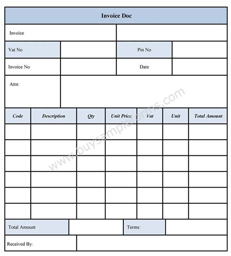 Sample Invoice Doc Sample Forms