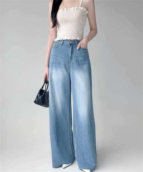 어나브릭 Made당출🩵 핫썸머 후들와이드 여름 와이드 데님 여름 와이드 팬츠 여름 데님 팬츠 연청진청흑청 3color