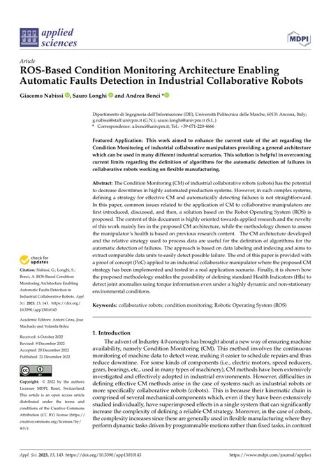 Pdf Ros Based Condition Monitoring Architecture Enabling Automatic
