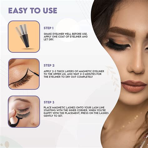 Комплект от 5 чифта магнитни изкуствени мигли 2 магнитни тръбички и апликатор За многократна