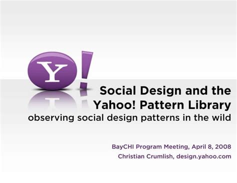 Social Design And The Yahoo Pattern Library Pdf Web Design And