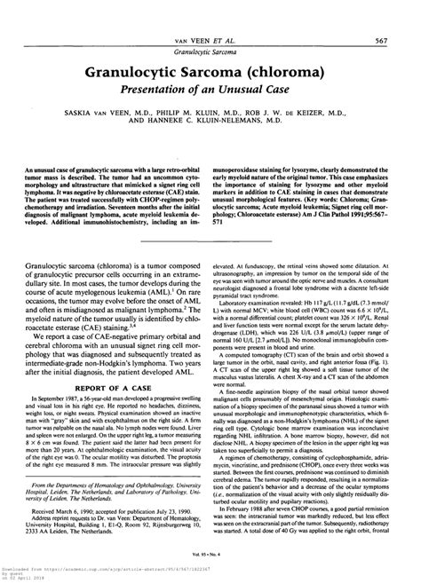 Pdf Granulocytic Sarcoma Chloroma Presentation Of An Unusual Case
