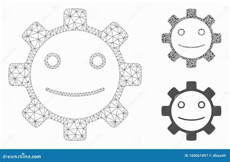 Gear Smile Smiley Vector Mesh Carcass Model And Triangle Mosaic Icon Stock Vector Illustration
