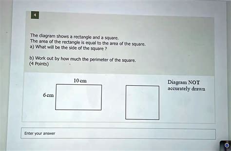SOLVED The Diagram Shows A Rectangle And A Square The Area Of The Rectangle Is Equal To The