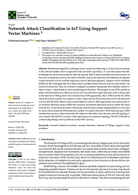 Pdf Network Attack Classification In Iot Using Support Vector Machines